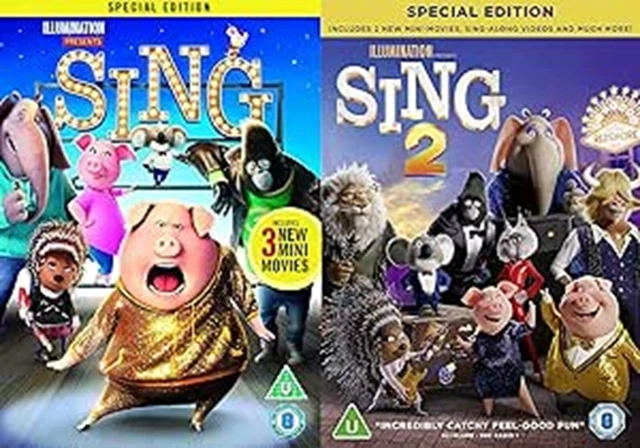 SING DOUBLE MOVIE FILM COLLECTION PART I & II 1 and 2 DVD + SING ALONG ...