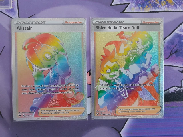 CARTE POKÉMON SECRÈTE Rare Rainbow Alistair Sbire Team Yell 192/185 210 ...