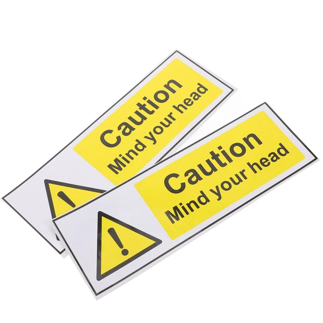 2 SHEETS CAUTION Sign Watch Your Head Stickers Safety Warning Signs £5. ...