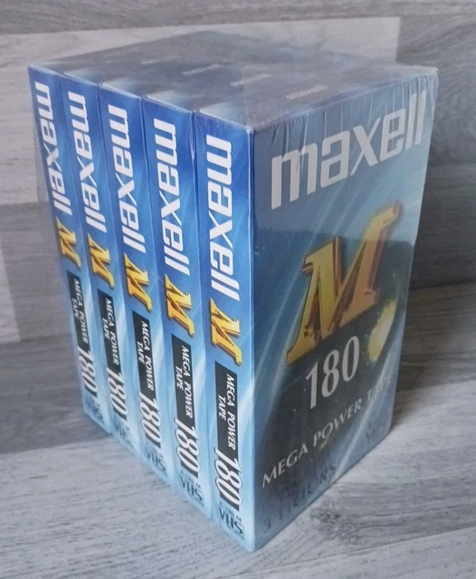 MAXELL 180 BLANK VHS Video Tapes Mega Power Tape Pack Of 5 Still Sealed ...