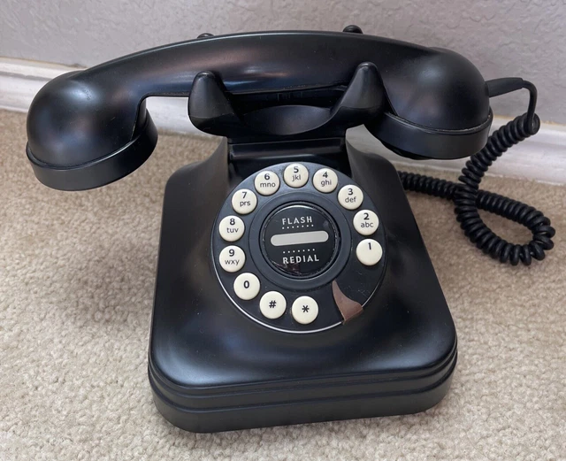 GRAND PHONE VINTAGE BLACK Push Button Retro 1950's Flash Redial Rotary ...