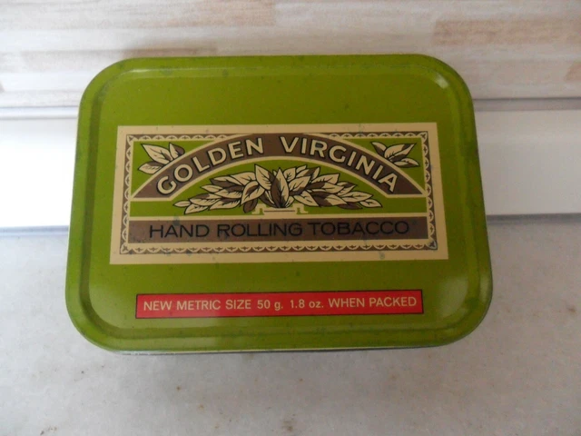 SCATOLA TABACCO GOLDEN VIRGINIA Vecchia Antica latta d'Epoca Vintage ...