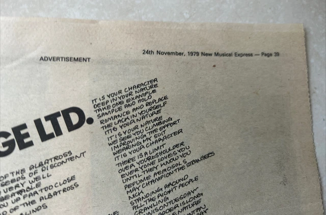 PUBLIC IMAGE LTD PIL Metal Box LP Music Lyric Sheet From NME 1979 £9.99 ...