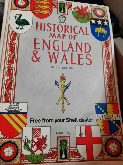 SHELL VINTAGE HISTORICAL Map of England and Wales L.G. Bullock 1971 Map ...
