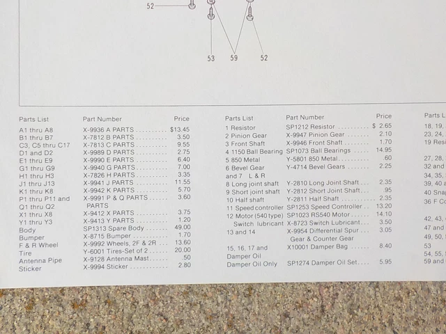 RARE 1986 TAMIYA Monster Beetle Parts Breakdown Diagram 21" x 16" 58060 ...