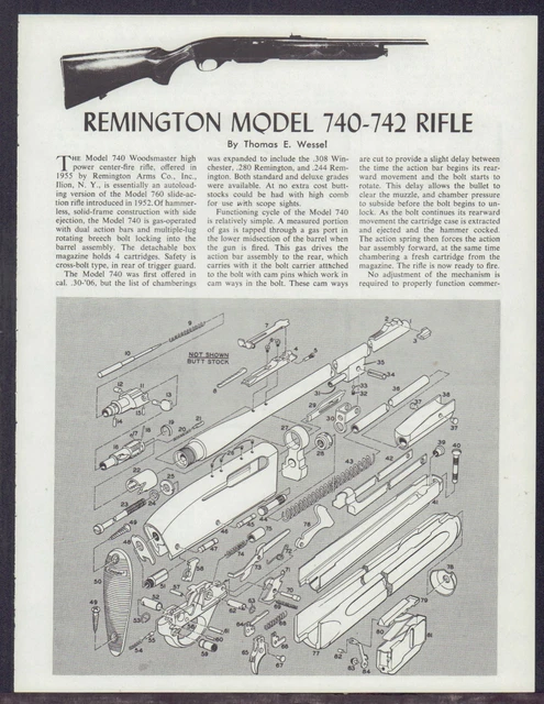 REMINGTON MODEL 740, 742 Rifle Exploded View Parts List 2-pg Assembly ...