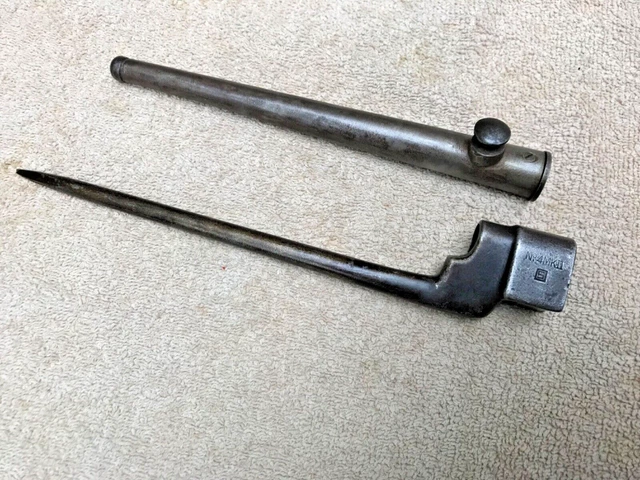 SAVAGE STEVENS USA BRITISH WWII ENFIELD No4 SPIKE BAYONET & SCABBARD ...