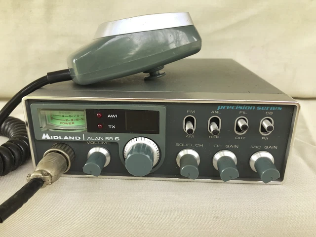 MIDLAND ALAN 68S OLD AM/FM 34 CANALI MICROFONO E CAVO ALIMENTAZIONI ...
