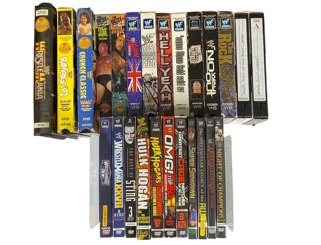 Mixed Wrestling Vhs Dvd Lot Wwf Wwe Wcw Nwo Awa Hulk Hogan The Rock
