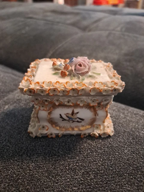 ANCIENNE BOITE PORCELAINE Meissen 19ème Napoléon III Pastillage EUR 10 ...