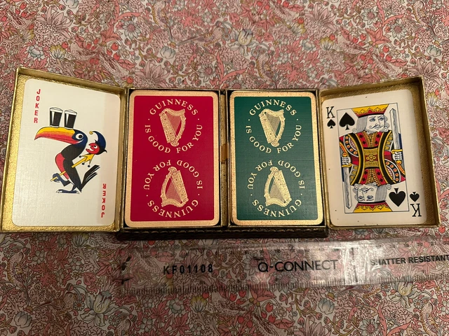 GUINNESS PLAYING CARDS - Double Set, Antique, 1940s £9.99 - PicClick UK