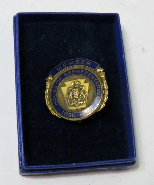 VINTAGE FRANK J. Fitch 1935-36 PA House of Representatives Member Badge ...