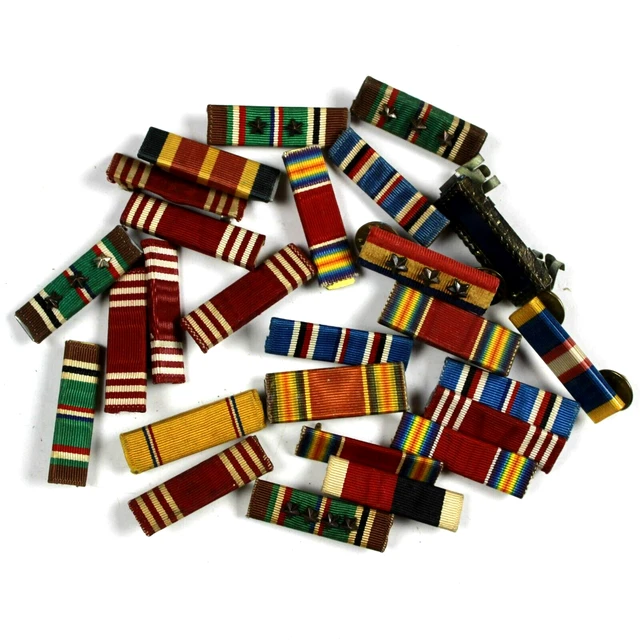 LOT OF WWII Medal Ribbons European African Middle Eastern Eame Campaign ...