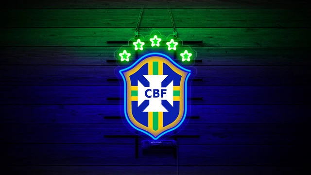 BRAZIL NATIONAL FOOTBALL Team Logo Neon Sign Light Wall Hanging Decor ...