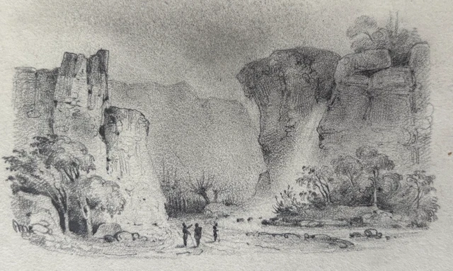 ANTIQUE DRAWING 19TH century Landscape, Trees, People Artwork £144.00 ...