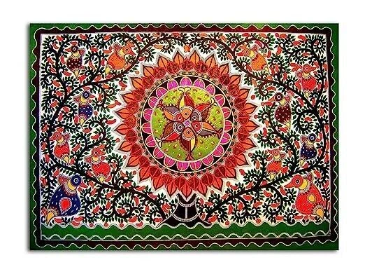 INDIAN TRADITIONAL MADHUBANI Art Canvas Painting For Home Decor 13X10 ...