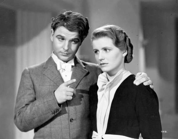 BRITISH ACTORS EMLYN Williams and Lesley Brook during a scene f- 1937 ...