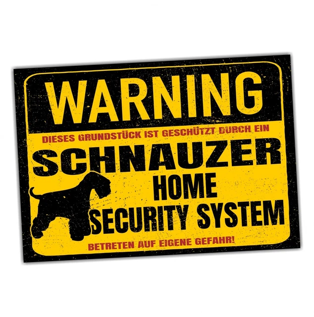 SCHILD SCHNAUZER WARNING Security System Türschild Hundeschild ...