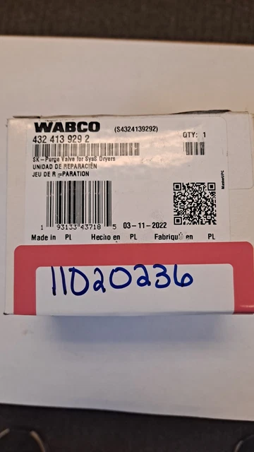 WABCO - PURGE Valve Rebuild Kit for System Saver 1200 Air Dryers ...