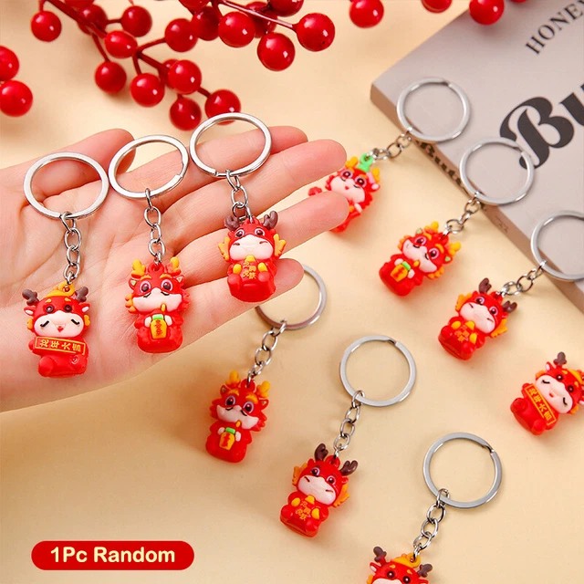 YEAR OF THE Dragon Keychain PVC Cartoon Pendant Car Keyring Decor New ...