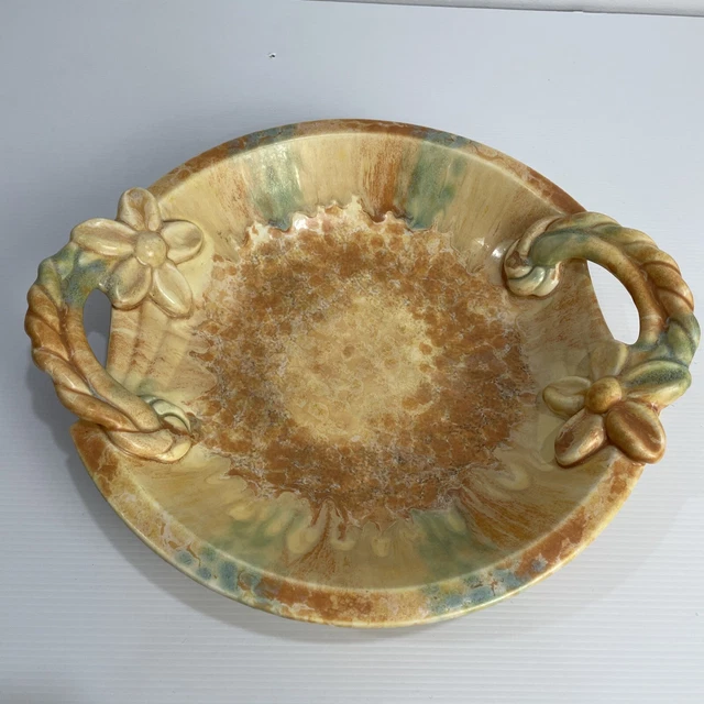BESWICK 1930S ART Deco Fruit Bowl Flower Handle Pottery England Large ...
