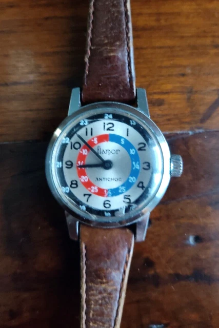 MONTRE BRACELET VINTAGE pour enfant avec cadran pédagogique Flamor ...