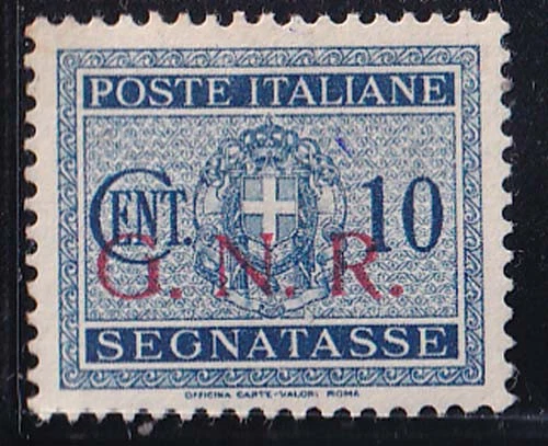 M306 R.S.I. - Tax marker 10 c. above G.N.R. n. 48/I - MH* £1.50 ...
