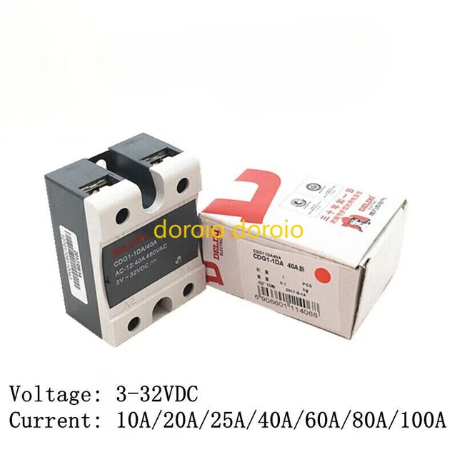 DELIXI SINGLE PHASE Solid State Relay SSR DC Control AC CDG1-1DA 3-32VDC 480V EUR 59,93 ...