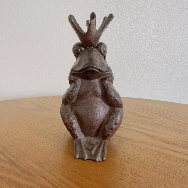 CAST IRON PRINCE Charming Frog Crown Door Stop Paper Weight Garden ...