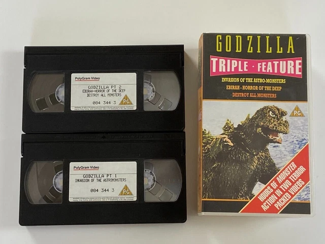 GODZILLA TRIPLE FEATURE VHS Movie Box Set PAL UK Format 1992 TOHO Kaiju ...