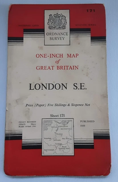 VINTAGE ORDNANCE SURVEY OS One Inch Map Sheet 171 Seventh Series 1962 ...