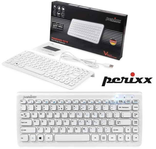 PERIXX PERIBOARD - 407W Wired USB Mini Keyboard, White - UK Layout £21. ...