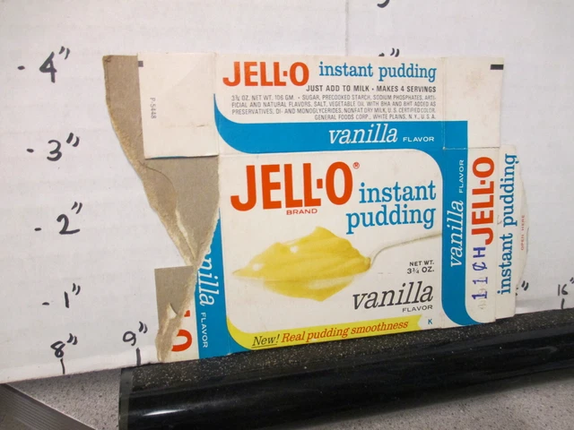 JELL-O JELLO GELATIN instant pudding 1970s food box General Foods ...