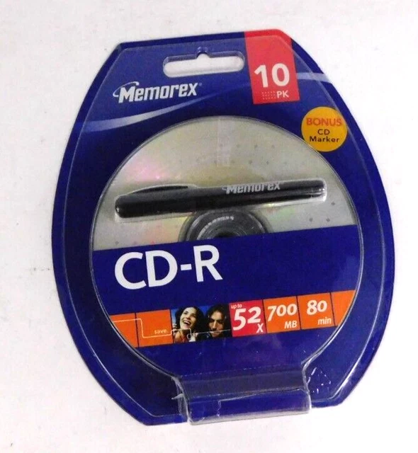 MEMOREX 10-PACK 52X 700 MB 80 min CD-R Discs With CD Marker $8.95 ...