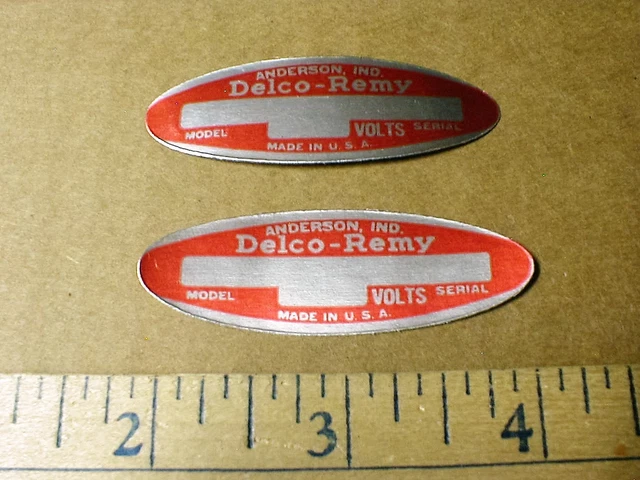 2 DELCO REMY foil sticker decal Volts Starter alternator ignition NOS ...