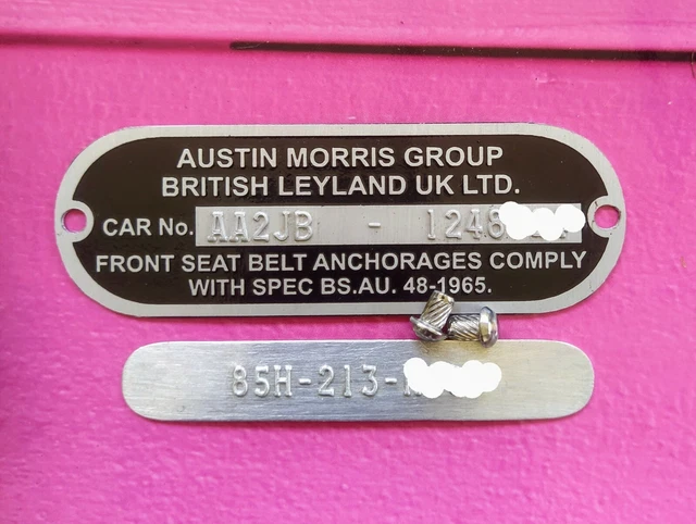 CLASSIC MINI COOPER part chassis plate austin morris mini mk1,2,3 ...