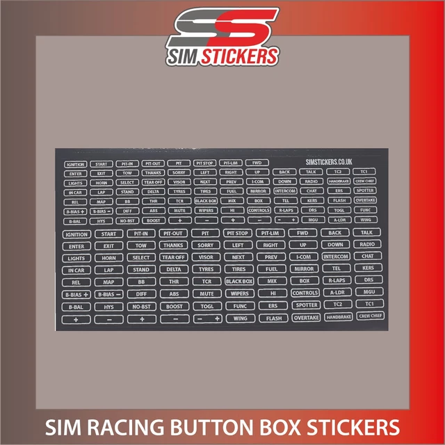 BLACK BORDER STICKERS for Car Sim Racing Button Box/Wheel iRacing/AC ...