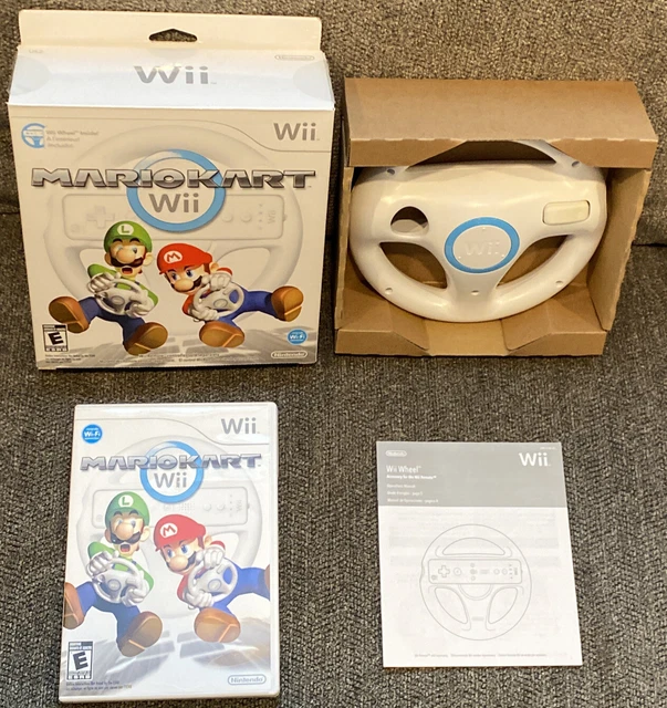 MARIO KART WII Big Box BUNDLE Nintendo Wii With Game & Wheel Complete ...