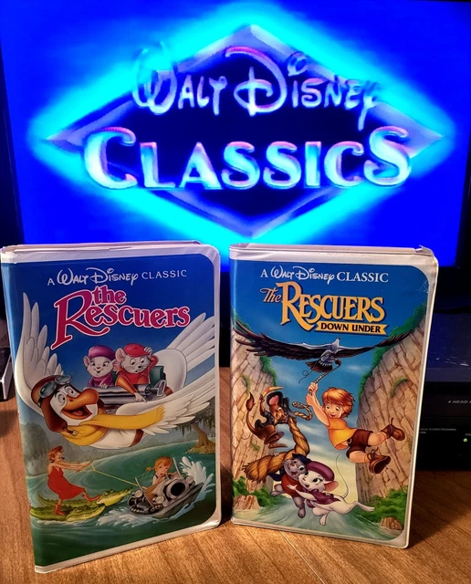 DISNEY VHS THE Rescuers & Down Under (1991, 1992) Black Diamond bundle ...
