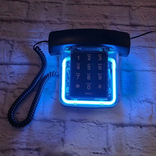 VINTAGE CONAIR SW550 Telephone Land Line Phone Designer Blue Neon Clear ...