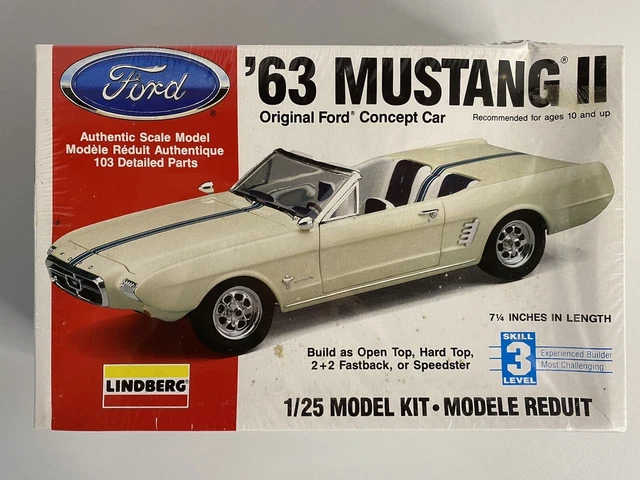 LINDBERG 1963 FORD MUSTANG II Concept Car 1/25 Model Kit 72169 NEW NIB ...