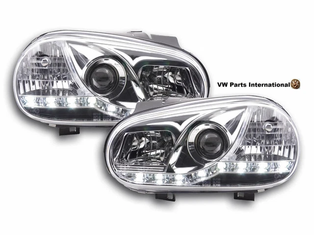 VW GOLF MK4 GTI R32 TDI Headlights LED DRL Chrome Left And Right Set ...