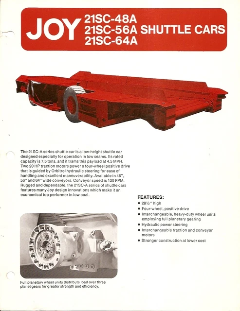 EQUIPMENT BROCHURE - Joy - 21SC-48A et al - Shuttle Car - Mining (E2421 ...
