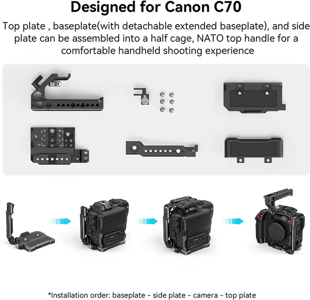 SMALLRIG C70 HANDHELD Kit w/Top plate HDMI Cable Clamp for Canon EOS ...