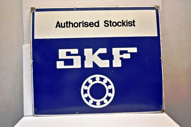 VINTAGE SKF BEARINGS Porcelain Enamel Approved Sign Stockist Blue Board ...