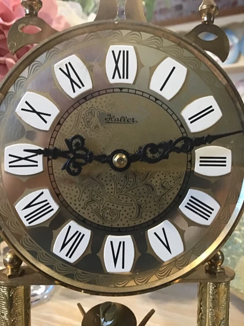 LARGE VINTAGE BRASS Mechanical Haller Anniversary Clock Repair ...