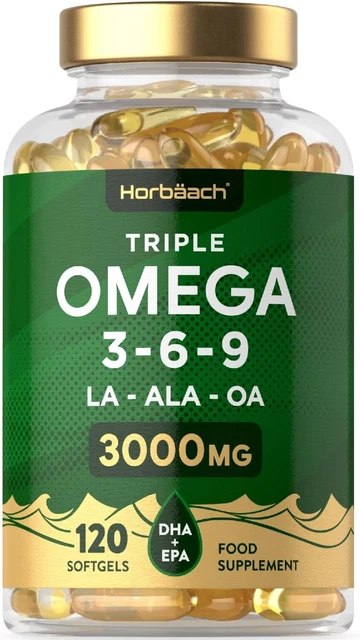 OMEGA 3 6 9 Capsules High Strength 3000Mg 120 Softgels Triple Omega 369 ...