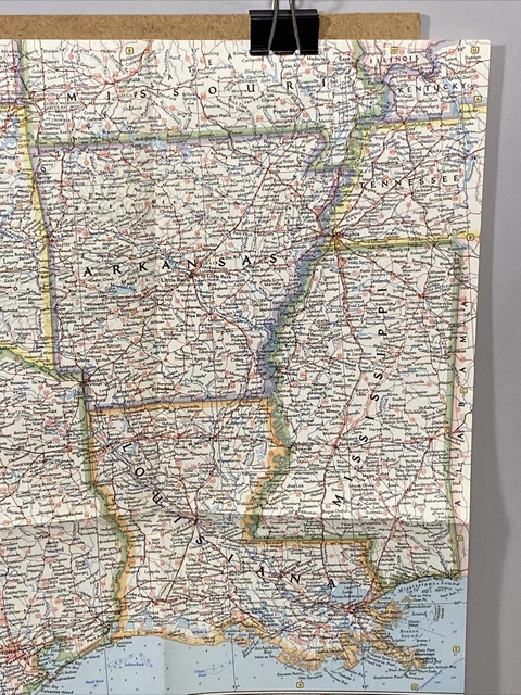 NATIONAL GEOGRAPHIC OLD Atlas Wall Map February 1961 South Central ...