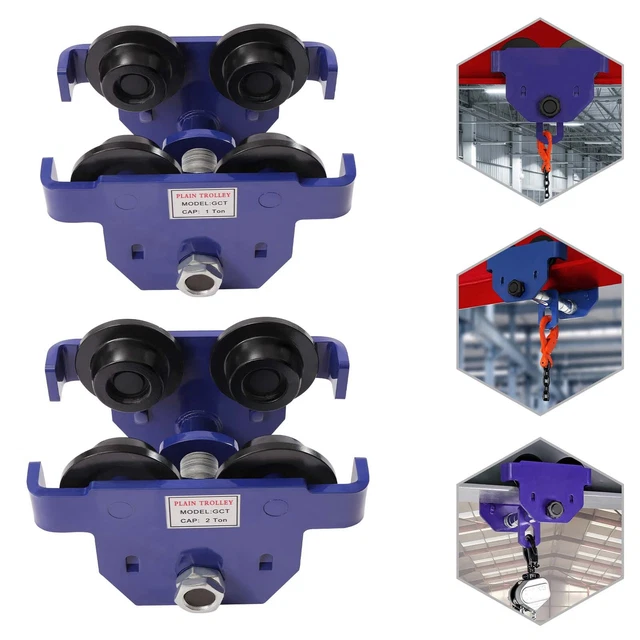 1/2TON 2200/4400LBS CAPACITY Dual Wheels Push Beam Trolley Manual ...