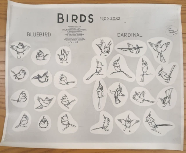 DISNEY'S &SLEEPING BEAUTY& 1959 BIRDS, Original Photostatic Model Sheet ...